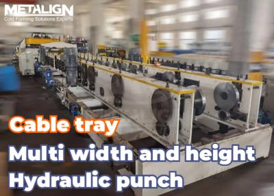 China Heavy Duty Cable Tray Roll Forming Machine With Adjustable Width Dual Wall Structure And Hydraulic Punching for sale