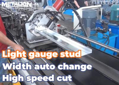 China Adjustable 13 Station Stud Roll Former For C Section Drywall Studs With Hydraulic Cutting And Material Saving for sale