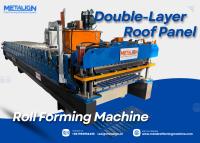 China Double-Layer Roofing Roll Forming Machine for Corrugated and Great Wall Style Roof Panels with PLC Control for sale