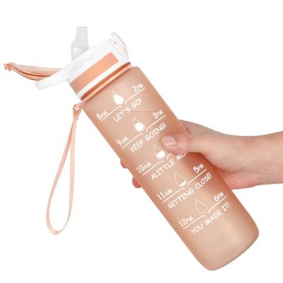 China Colorfully Time Marked Water Bottle BPA Eco Friendly Tritan PP Silicone for sale