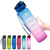 China BPA Free Drinking Water Bottle with Time Marker & Straw for sale