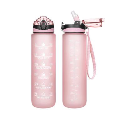 China Leakproof bpa free sports  32oz plastic portable tritan water bottle with time marker for sale