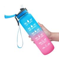 China Sublimation Tritan Plastic Motivational Water Bottle With Silicone Straw Unisex for sale