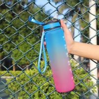 China Sublimation Tritan Plastic Motivational Water Bottle With Silicone Straw Unisex for sale