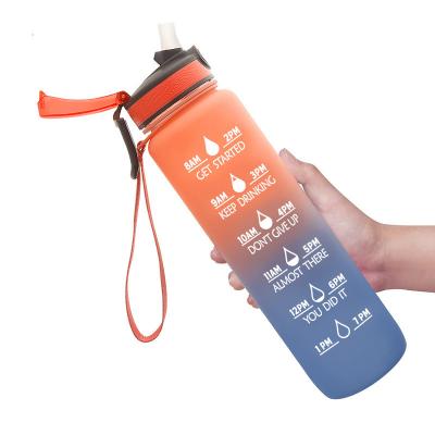China PP Motivational Water Bottle With Silicone Straw Sublimation Sports Bottle for sale