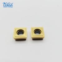 China Yellow PVD Coated Square Tungsten Carbide Lathe Tool Inserts SPMT120508 With Hole for sale