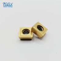 China Yellow PVD Coated Square Tungsten Carbide Lathe Tool Inserts SPMT120508 With Hole for sale