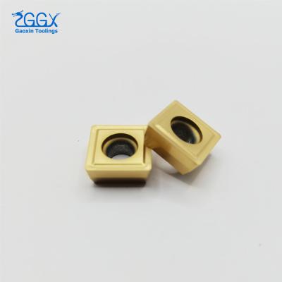 China Yellow PVD Coated Square Tungsten Carbide Lathe Tool Inserts SPMT120508 With Hole for sale
