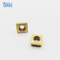China Yellow PVD Coated Square Tungsten Carbide Lathe Tool Inserts SPMT120508 With Hole for sale