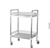China Stainless Steel Detachable Medical Trolley 220lbs Capacity 2 Shelf Hospital Cart for sale