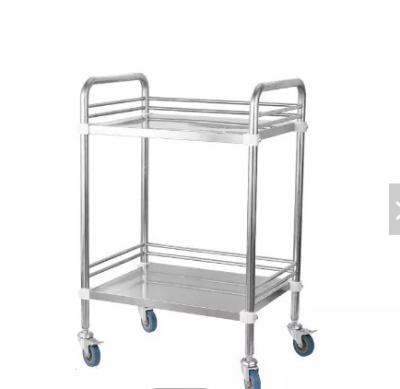 China Stainless Steel Detachable Medical Trolley 220lbs Capacity 2 Shelf Hospital Cart for sale