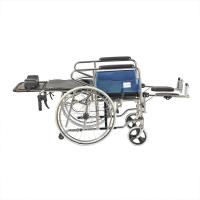 China High Recline Back Folding Manual Commode Wheelchair 150kg Capacity Carbon Steel for sale