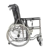 China High Recline Back Folding Manual Commode Wheelchair 150kg Capacity Carbon Steel for sale