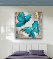 China Butterfly Art Oil Paintings Colorful Animal Canvas Modern Style 80 X 80 Cm for sale