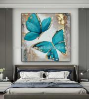 China Butterfly Art Oil Paintings Colorful Animal Canvas Modern Style 80 X 80 Cm for sale