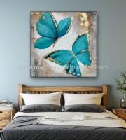 China Butterfly Art Oil Paintings Colorful Animal Canvas Modern Style 80 X 80 Cm for sale