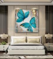China Butterfly Art Oil Paintings Colorful Animal Canvas Modern Style 80 X 80 Cm for sale