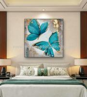 China Butterfly Art Oil Paintings Colorful Animal Canvas Modern Style 80 X 80 Cm for sale