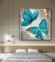 China Butterfly Art Oil Paintings Colorful Animal Canvas Modern Style 80 X 80 Cm for sale