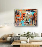 China Brushstroke Abstract Art Canvas Paintings 48 X 72in With Thick Texture for sale