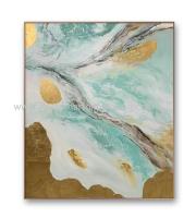 China Handpainted Abstract Art Canvas Paintings Flow Color Gold For Wall Decoration for sale