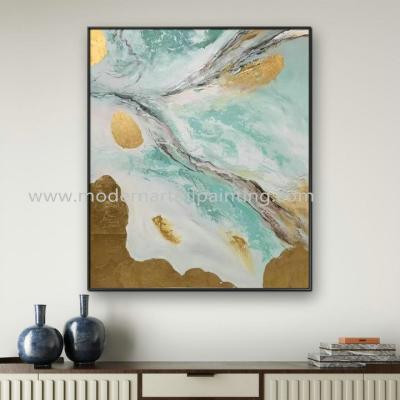 China Handpainted Abstract Art Canvas Paintings Flow Color Gold For Wall Decoration for sale