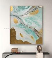 China Handpainted Abstract Art Canvas Paintings Flow Color Gold For Wall Decoration for sale