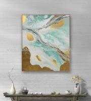China Handpainted Abstract Art Canvas Paintings Flow Color Gold For Wall Decoration for sale