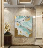 China Handpainted Abstract Art Canvas Paintings Flow Color Gold For Wall Decoration for sale