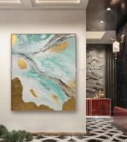 China Handpainted Abstract Art Canvas Paintings Flow Color Gold For Wall Decoration for sale