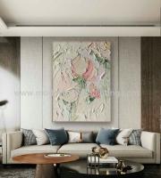 China Textured Modern Flower Paintings Handpainted Canvas For Interior Decoration for sale