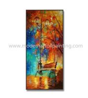China Street Light Palette Knife Oil Paintings Handpainted On Linen Canvas For Decoration for sale