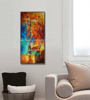 China Street Light Palette Knife Oil Paintings Handpainted On Linen Canvas For Decoration for sale