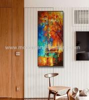 China Street Light Palette Knife Oil Paintings Handpainted On Linen Canvas For Decoration for sale