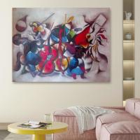 China Handmade Abstract Oil Painting On Canvas Color Violin Music Figure Wall Art for Living Room Dec for sale