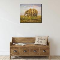 China 100% Handmade Family Elephant Love Oil Paintings on Canvas Cute Animal Wall Art Mural for Home Decoration for sale