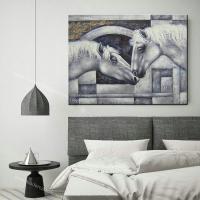 China Modern Horizontal Canvas Horse Painting 100% Handmade Animal Paintings Home Decor Canvas Art for Room Entrance for sale