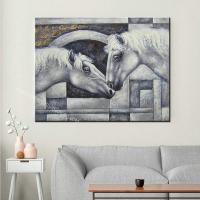 China Modern Horizontal Canvas Horse Painting 100% Handmade Animal Paintings Home Decor Canvas Art for Room Entrance for sale