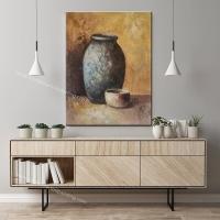 China Handmade Abstract Still Life Oil Painting Two Jars on Canvas For Living Room Wall Art Home Dec for sale