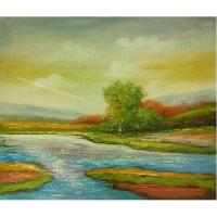 China Handmade Nature Scenery Oil Painting on Canvas Abstract Colorful Field Landscape Painting Wall Art for Living Room Decor for sale