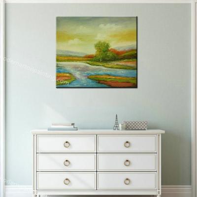 China Handmade Nature Scenery Oil Painting on Canvas Abstract Colorful Field Landscape Painting Wall Art for Living Room Decor for sale