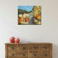 China Mediterranean Sea Garden Oil Painting on Canvas for Home Decor Europeanism Landscape Wall Art for Dining Room Decoration for sale