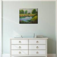 China 100% Handmade Modern Colorful Trees Oil Painting Abstract Landscape Wall Art on Canvas for Dining Room Decor for sale