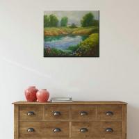 China 100% Handmade Modern Colorful Trees Oil Painting Abstract Landscape Wall Art on Canvas for Dining Room Decor for sale