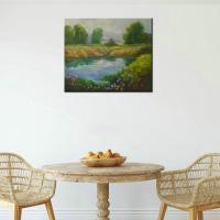 China 100% Handmade Modern Colorful Trees Oil Painting Abstract Landscape Wall Art on Canvas for Dining Room Decor for sale