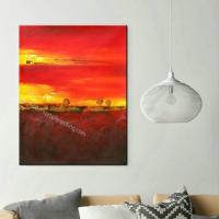 China 100% Handmade Abstract Textured Red Yellow Oil Painting on Canvas Modern Nordic Wall Art for Interior Decoration for sale
