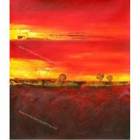 China 100% Handmade Abstract Textured Red Yellow Oil Painting on Canvas Modern Nordic Wall Art for Interior Decoration for sale