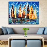 China Abstract Sailing Ship Oil Painting by palette knife / Hand Painted Thick Oil Painting for sale