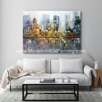 China Custom Acrylic Cityscape Oil Painting Thick Texture For Children Room Decoration for sale