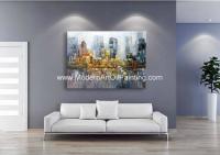 China Custom Acrylic Cityscape Oil Painting Thick Texture For Children Room Decoration for sale